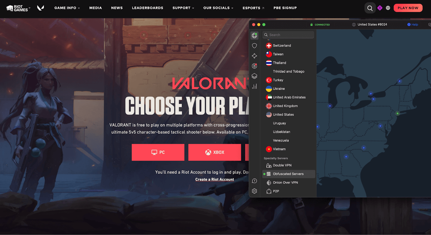How to change server in Valorant with a VPN